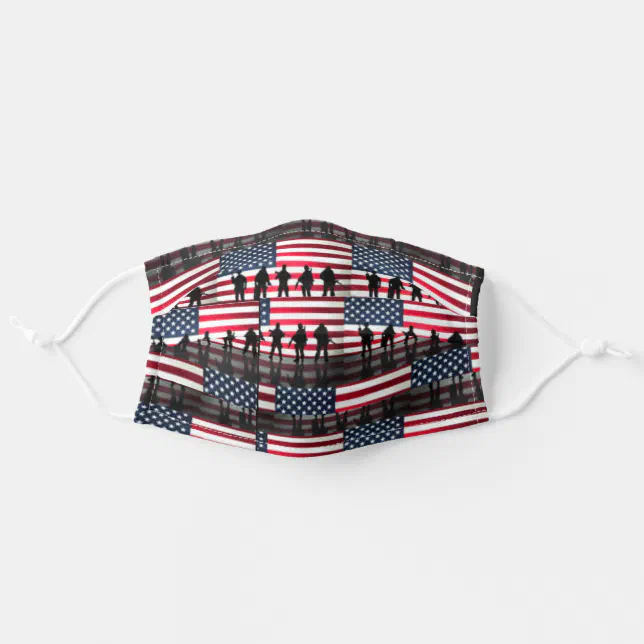 Memorial Day Patriotic America Vet Soldiers Troops Adult Cloth Face ...