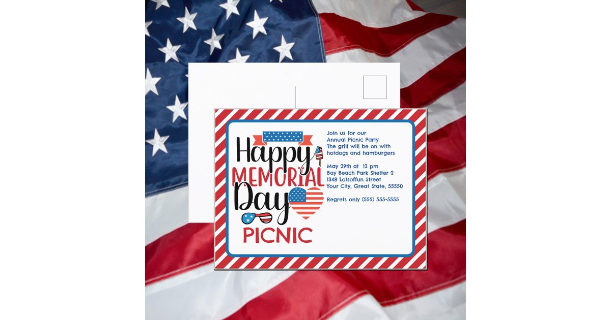 Memorial Day Picnic Family Cookout Postcard | Zazzle