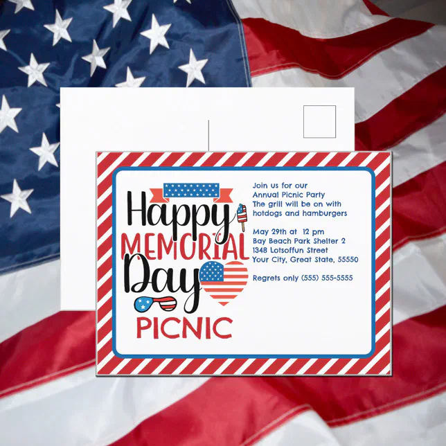 Memorial Day Picnic Family Cookout Postcard | Zazzle