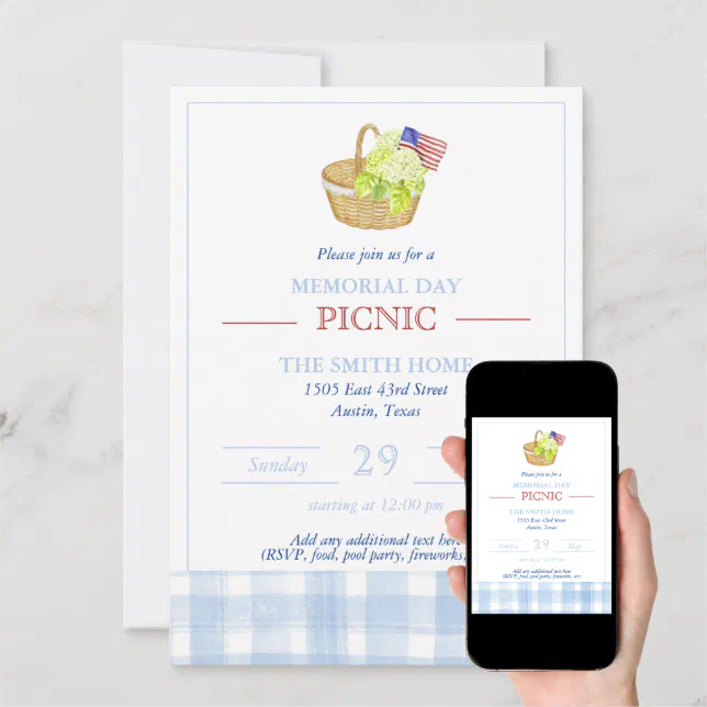 Memorial Day Picnic Invitation | Zazzle