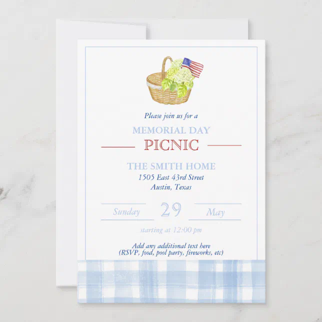 Memorial Day Picnic Invitation | Zazzle