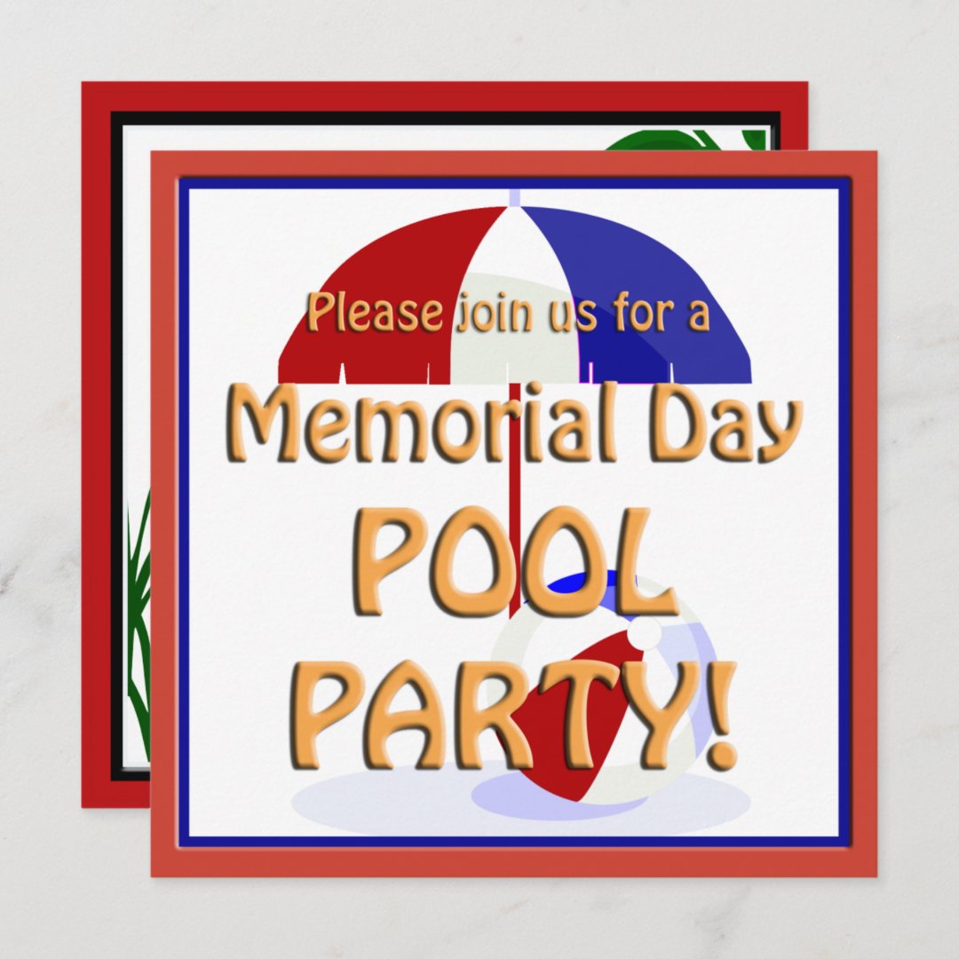 Memorial Day Pool Party Invite | Zazzle