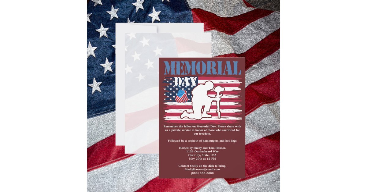 Memorial Day Remembrance of Fallen Flag Cookout Invitation | Zazzle