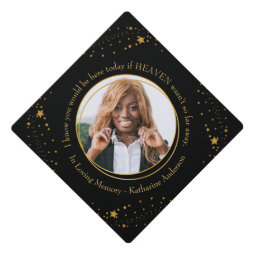 Memorial Elegant Graduate Custom Photo Gold Stars Graduation Cap Topper ...