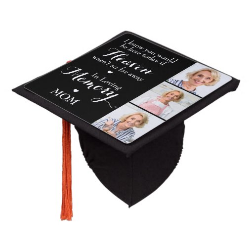 Memorial Elegant Personalized 3 Photo Remembrance Graduation Cap Topper ...