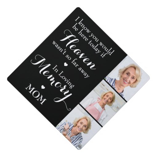 Memorial Elegant Personalized 3 Photo Remembrance Graduation Cap Topper ...