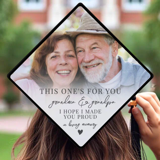 Memorial Elegant Photo Graduation Cap Topper | Zazzle