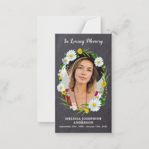 Memorial Floral Daisy Photo Sympathy Thank You Note Card | Zazzle