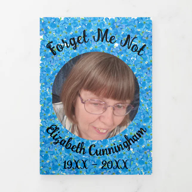 Memorial Forget Me Not Floral Poem Trifold | Zazzle