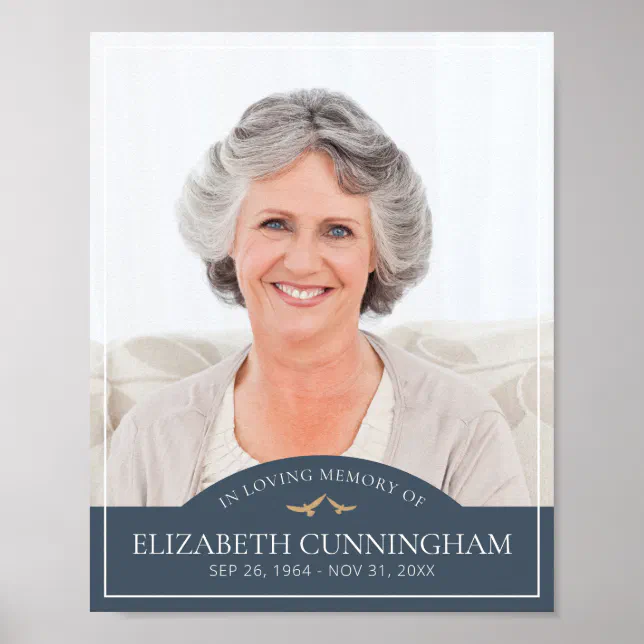 Memorial Funeral Classic Birds Photo Remembrance Poster | Zazzle