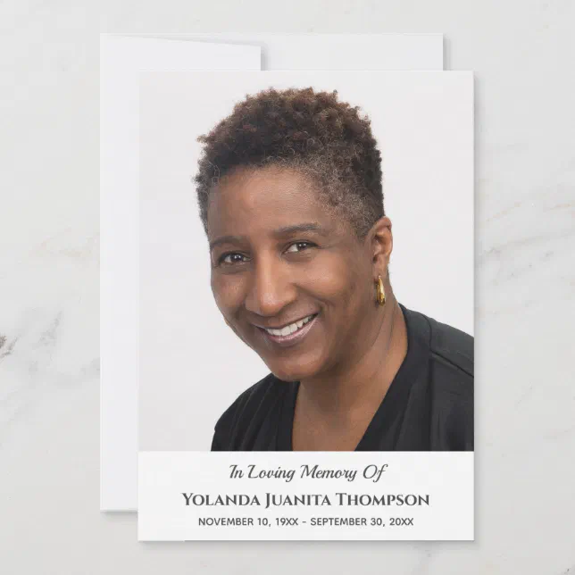 Memorial Funeral Custom Photo Bereavement Sympathy Invitation | Zazzle