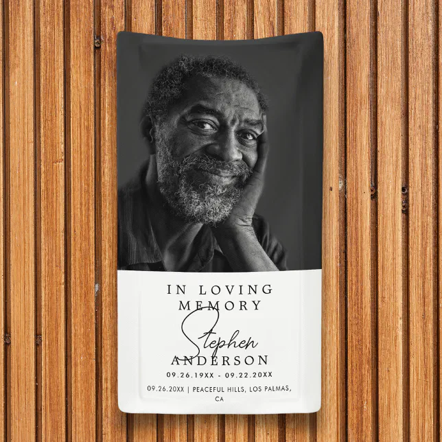 Memorial/Funeral In Loving Memory Photo Modern Banner | Zazzle