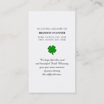 Memorial Funeral Irish Blessing Prayer Card | Zazzle