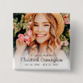 Memorial Funeral Modern Simple Cursive Photo Button | Zazzle