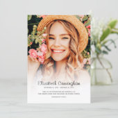 Memorial Funeral Modern Simple Cursive Photo Thank You Card | Zazzle