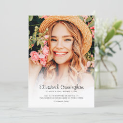 Memorial Funeral Modern Simple Cursive Photo Thank You Card | Zazzle