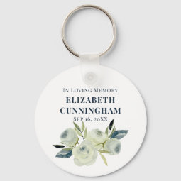 Memorial Funeral Modern Watercolor Floral Keychain | Zazzle