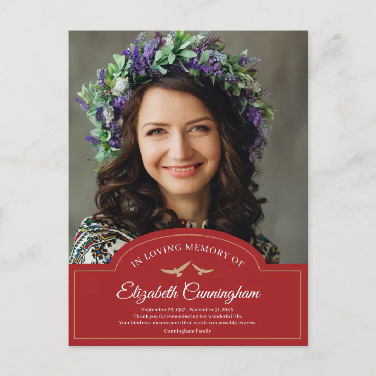 Memorial Funeral Monogram Classic Photo Thank You Postcard | Zazzle