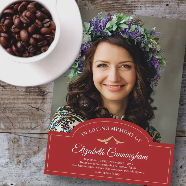 Memorial Funeral Monogram Classic Photo Thank You Postcard | Zazzle