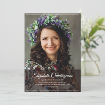 Memorial Funeral Monogram Modern Classic Photo Thank You Card | Zazzle