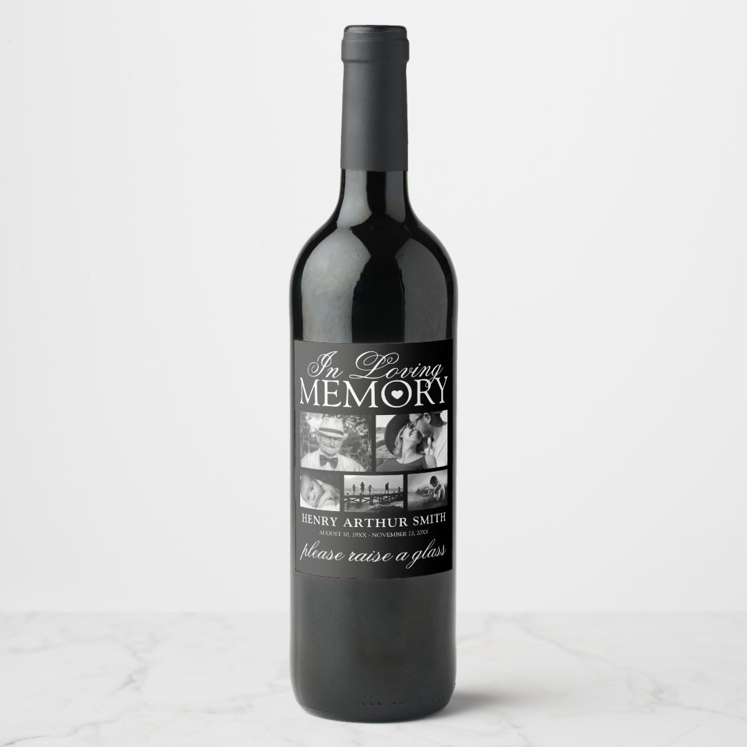 Memorial Funeral | Raise a Glass Remembrance Wine Label | Zazzle
