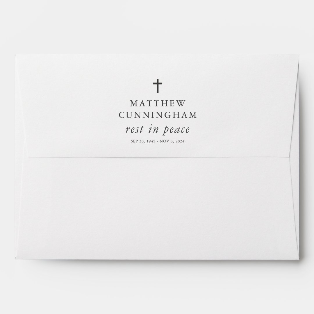 Memorial Funeral Rest In Peace Modern Simple Cross Envelope | Zazzle