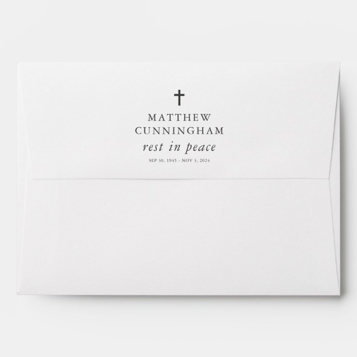 Memorial Funeral Rest In Peace Modern Simple Cross Envelope | Zazzle