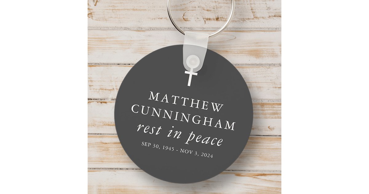 Memorial Funeral Rest In Peace Modern Simple Cross Keychain | Zazzle