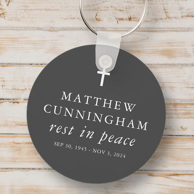 Memorial Funeral Rest In Peace Modern Simple Cross Keychain | Zazzle