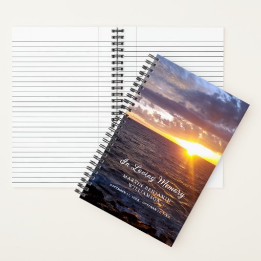 Memorial Funeral Sunset Ocean Beach Guest Book | Zazzle