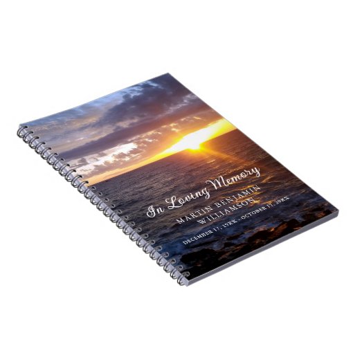 Memorial Funeral Sunset Ocean Beach Guest Book | Zazzle