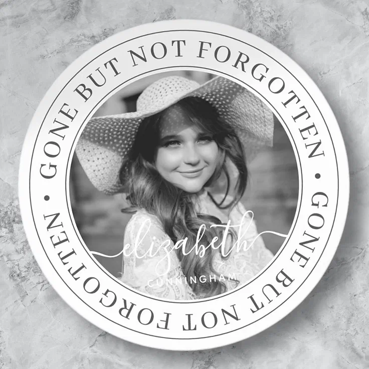 Memorial Gone But Not Forgotten Elegant Chic Photo Classic Round ...