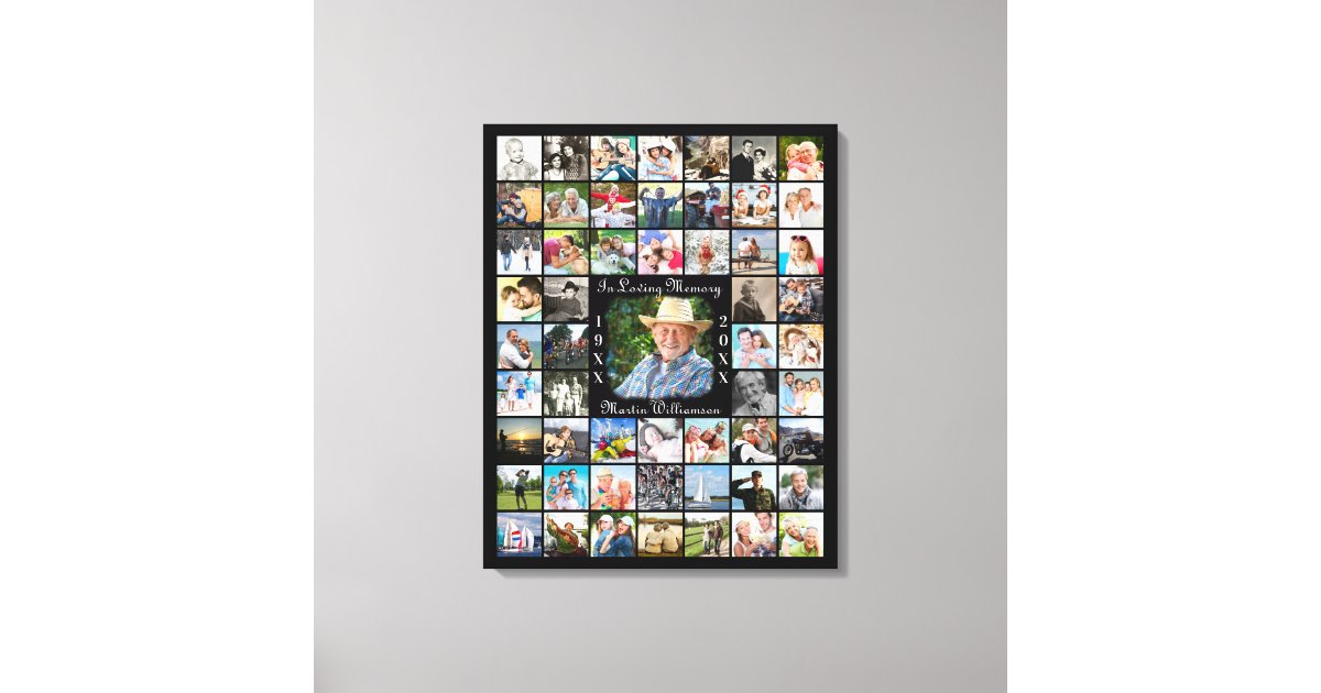 Memorial IN LOVING MEMORY 55 Photo Collage Canvas Print | Zazzle