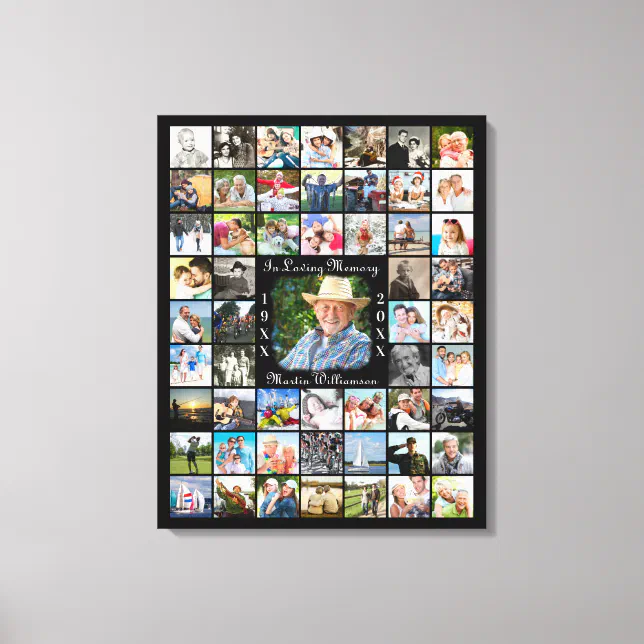 Memorial IN LOVING MEMORY 55 Photo Collage Canvas Print | Zazzle
