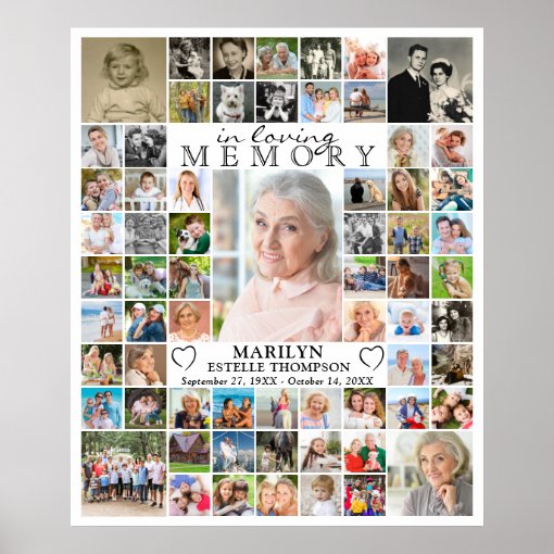 Memorial IN LOVING MEMORY 66 Photo Collage Custom Poster | Zazzle
