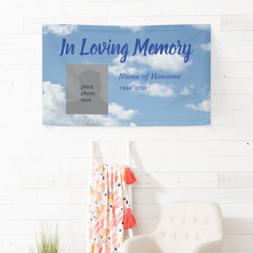 Memorial In Loving Memory Blue Sky Banner | Zazzle