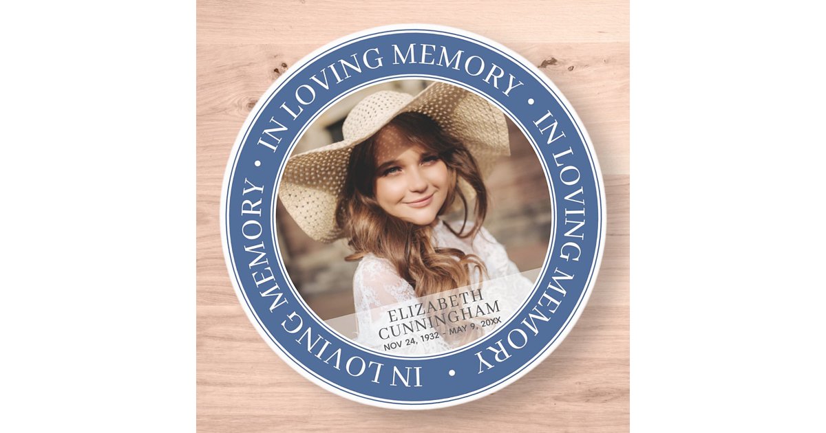 Memorial In Loving Memory Classic Custom Photo Round Sticker | Zazzle