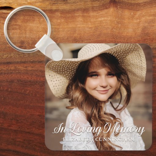 Memorial In Loving Memory Classic Elegant Photo Keychain | Zazzle
