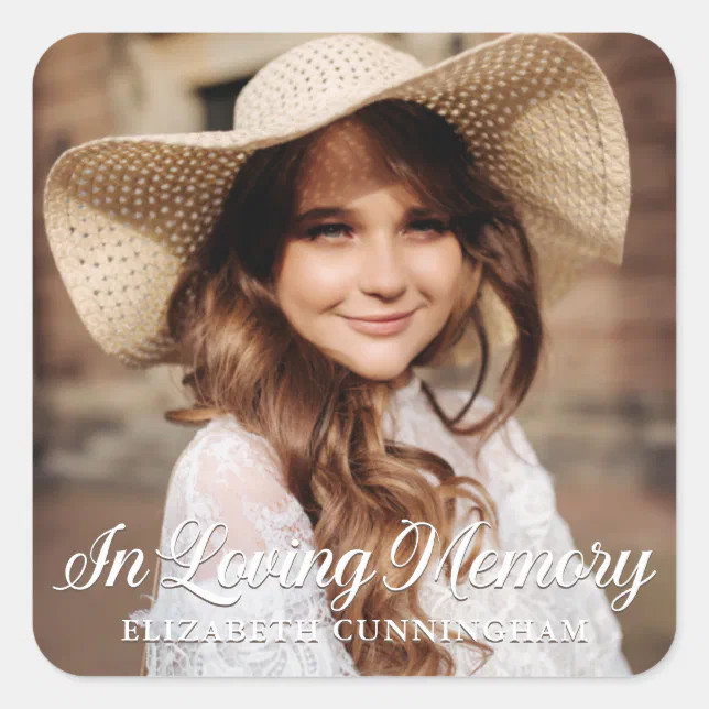 Memorial In Loving Memory Classic Elegant Photo Square Sticker | Zazzle