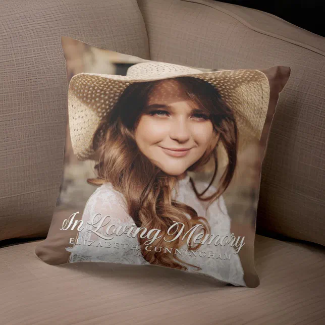 Memorial In Loving Memory Classic Elegant Photo Throw Pillow | Zazzle