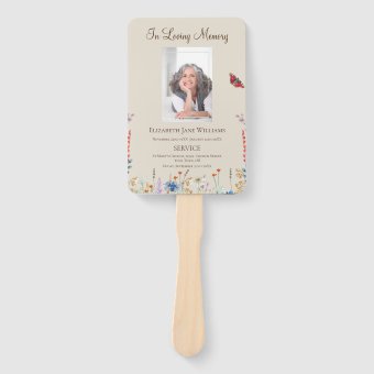 Memorial In Loving Memory Floral Order of Service Hand Fan | Zazzle
