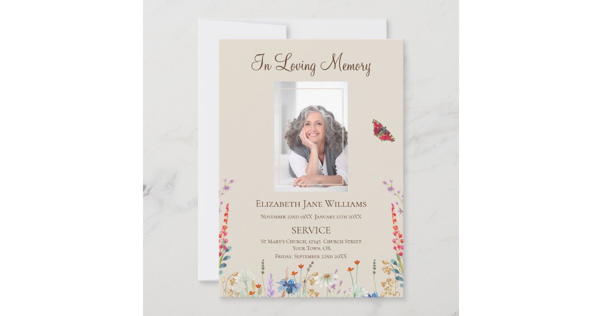 Memorial In Loving Memory Floral Order of Service Invitation | Zazzle