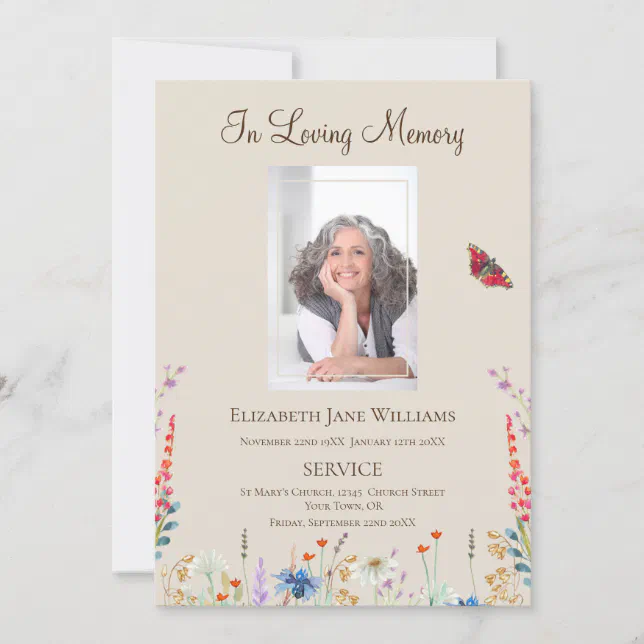 Memorial In Loving Memory Floral Order of Service Invitation | Zazzle