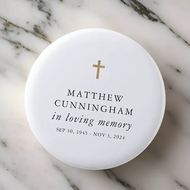 Memorial In Loving Memory Modern Simple Cross Button | Zazzle