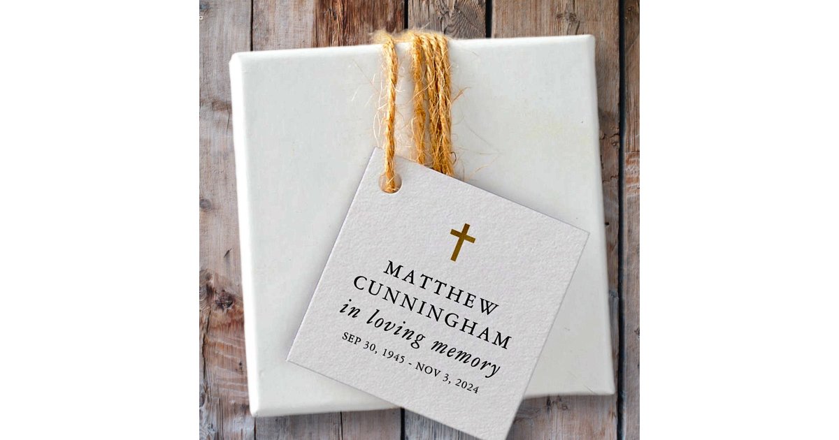 Memorial In Loving Memory Modern Simple Cross Favor Tags | Zazzle
