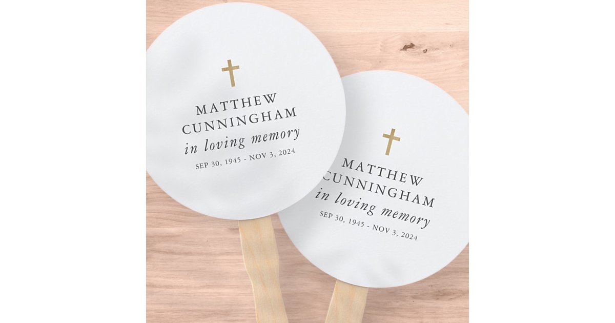 Memorial In Loving Memory Modern Simple Cross Hand Fan | Zazzle
