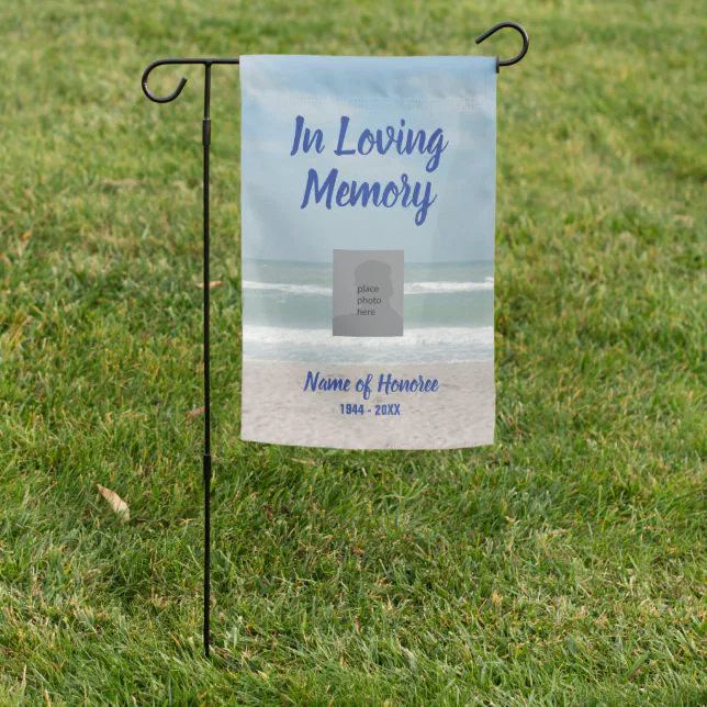 Memorial In Loving Memory Ocean Scene Garden Flag | Zazzle