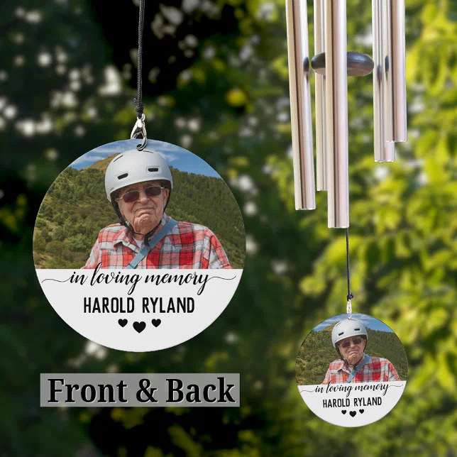 Memorial In Loving Memory Personalized Photo Name Wind Chime | Zazzle