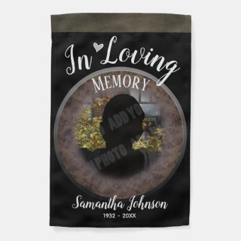 Memorial In Loving Memory Photo Rustic Floral Garden Flag | Zazzle