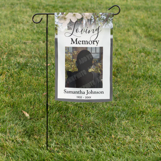 Memorial In Loving Memory Photo Spring Blossoms Garden Flag | Zazzle
